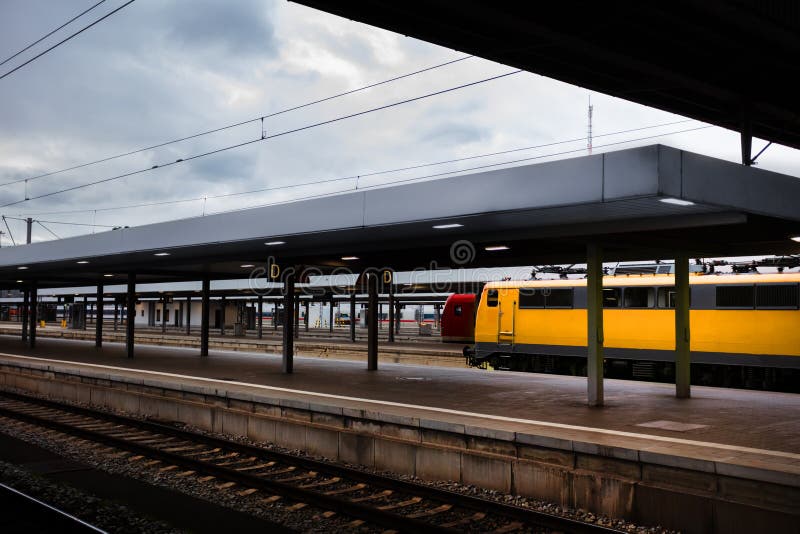 Platform and Two Locomotives on the Train Station Stock Photo - Image ...