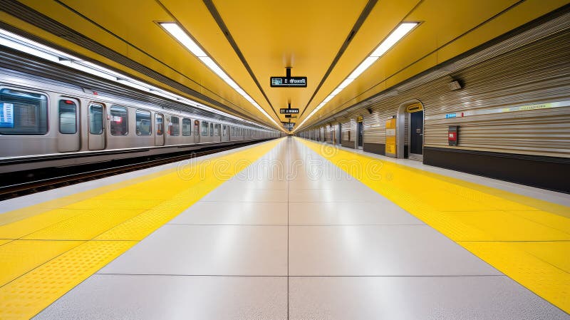 Platform yellow line stock illustration. Illustration of empty - 375045323