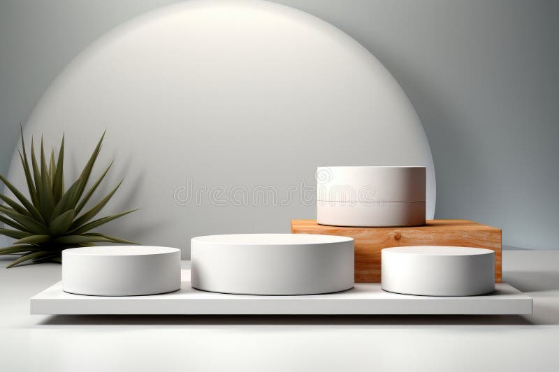 Platforms for Displaying Cosmetics in a Minimalistic Style with a Plant ...