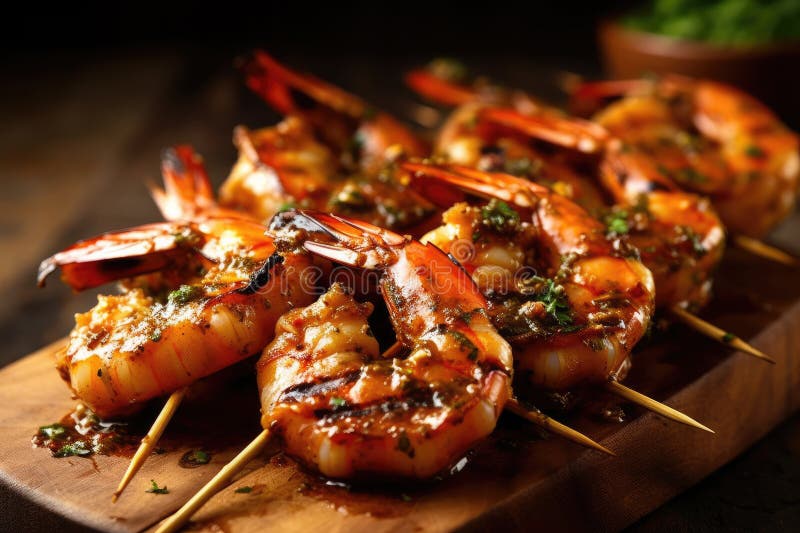 Plating Design of Grilled Shrimp on the Table Stock Illustration ...