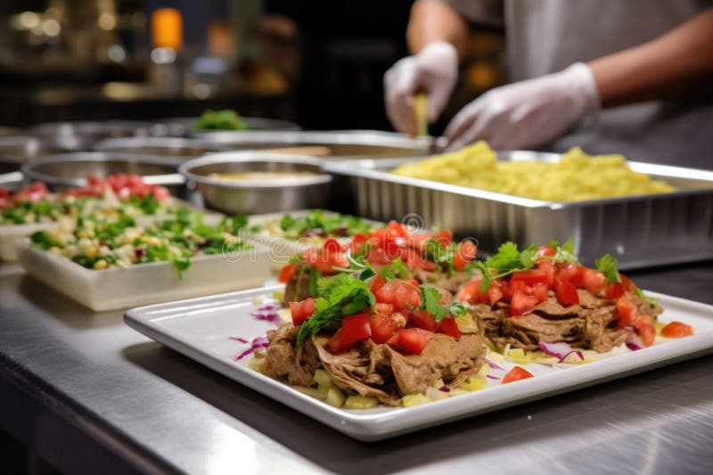 Plating a Side Order of Refried Beans at a Restaurant Stock Image ...