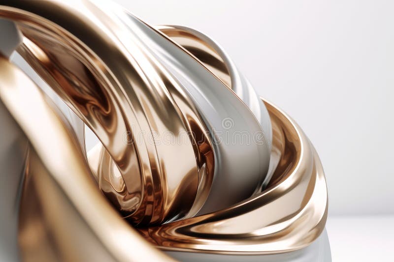 Minimalist Industrial Design: Yellow and Gold Twisted Waves in 3D ...