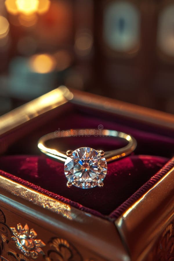 A Platinum Diamond Ring is in a Jewelry Box, the Concept of Luxury ...