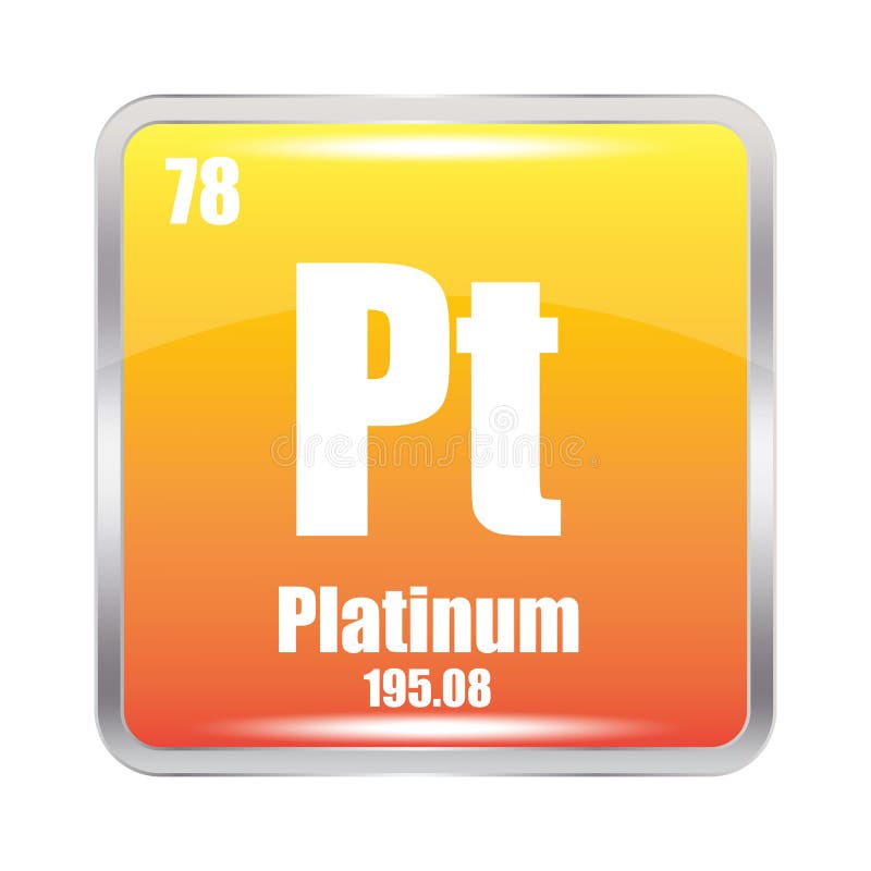 Platinum Icon. Pt Chemical Element. Atomic Number 78. Mass 195.08 ...