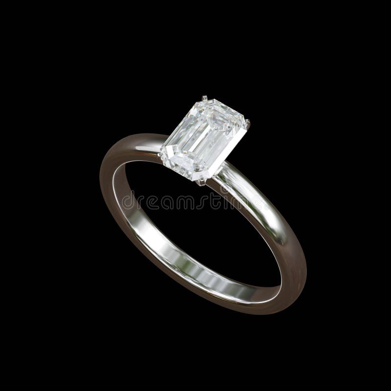 Platinum Ring with Square Diamonds on Isolated Background Stock ...