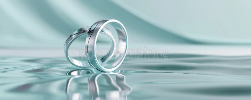 Platinum Rings Floating in Front of a Light Blue Background, Adding a ...