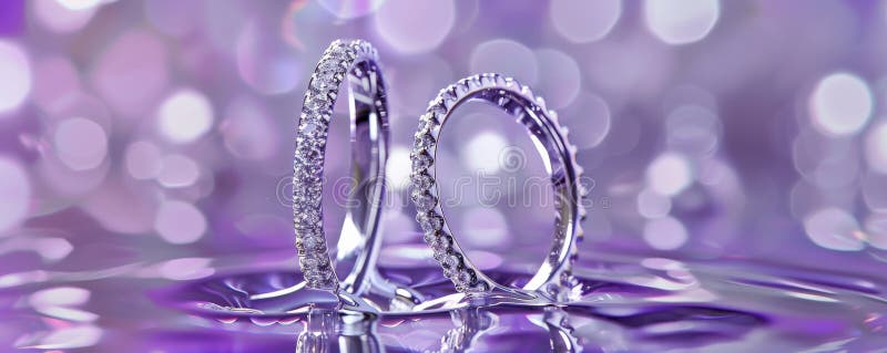 Platinum Rings Floating Front Purple Background Adding Royal Sophisticated Touch Stock Photos ...
