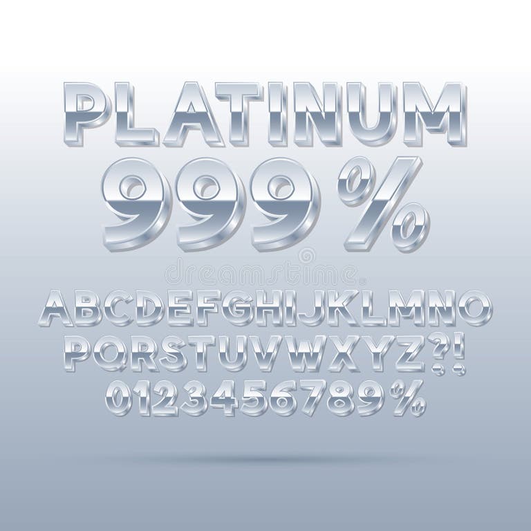 Platinum Silver Font and Numbers Stock Vector - Illustration of ...