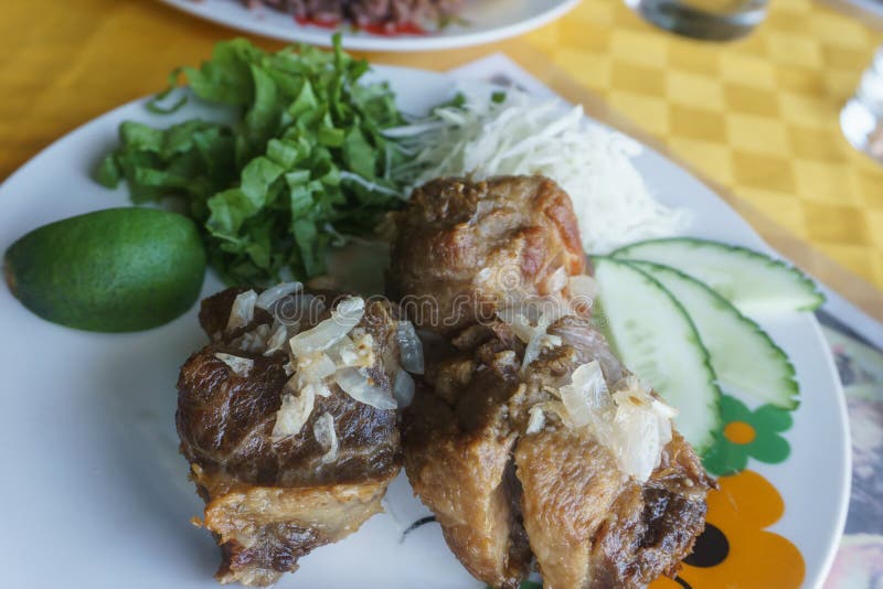 Plato Cubano Asado Del Cerdo Imagen de archivo - Imagen de ensalada ...