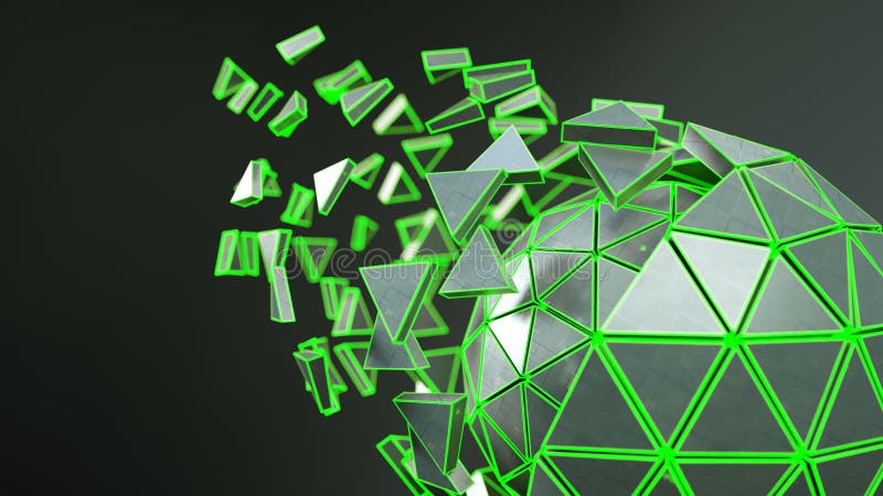 Platonic Ball with Flying Polygons 3D Render Stock Illustration ...