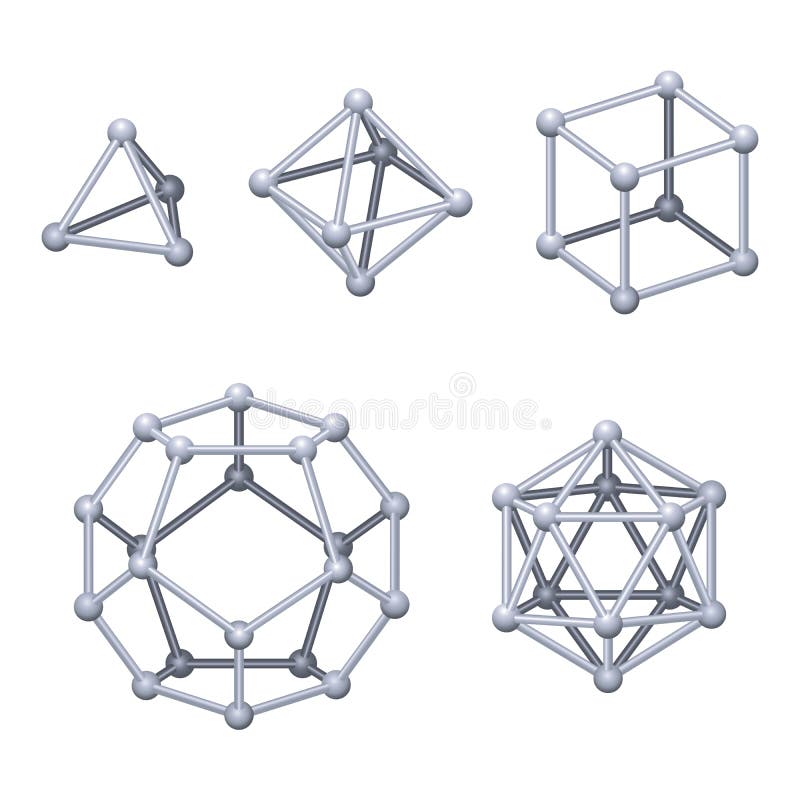 Gray Colored Platonic Solids 3D Over White Stock Vector - Illustration ...