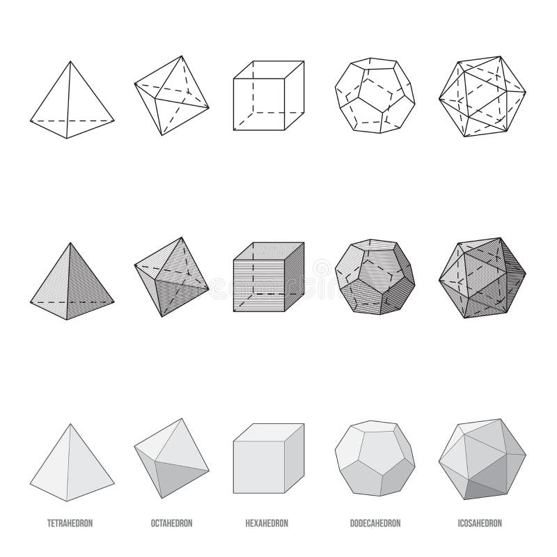 Platonic Solids, Illustration Stock Vector - Illustration of solids ...