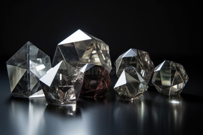 Platonic Solids Set on a Reflective Surface Stock Illustration ...