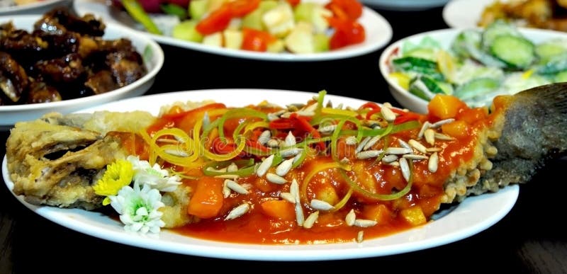 Plats de poisson chinois photo stock. Image of durée - 16617006
