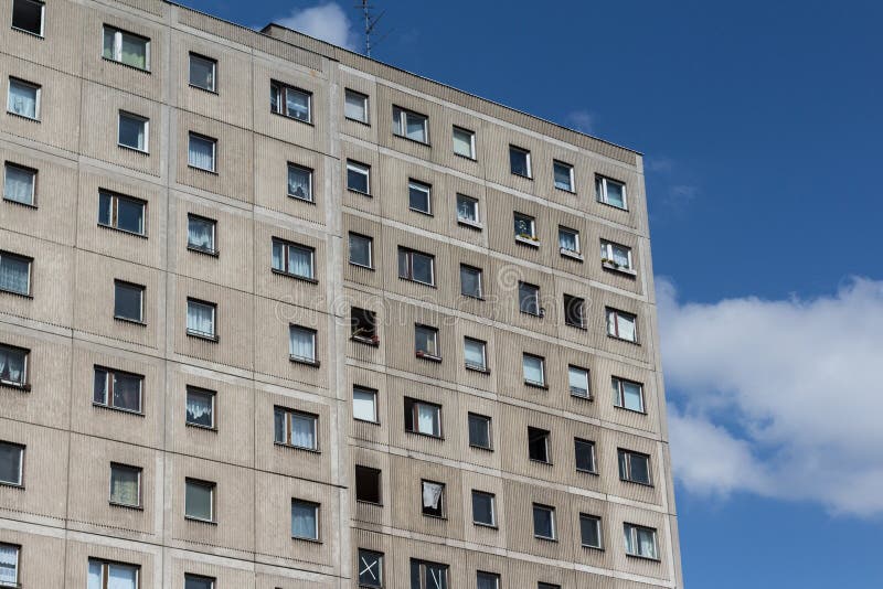 Plattenbau Building - Gdr Building Facade Stock Photo - Image of ...