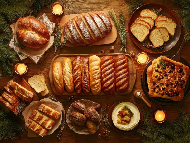Platter of Assorted Bread Types on an Inviting Dinner Table Creating a ...
