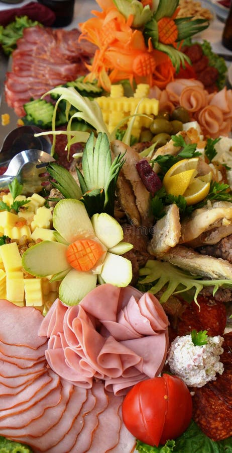 Platter of Assorted Cold Cut Meat Slices Stock Image - Image of lemon ...