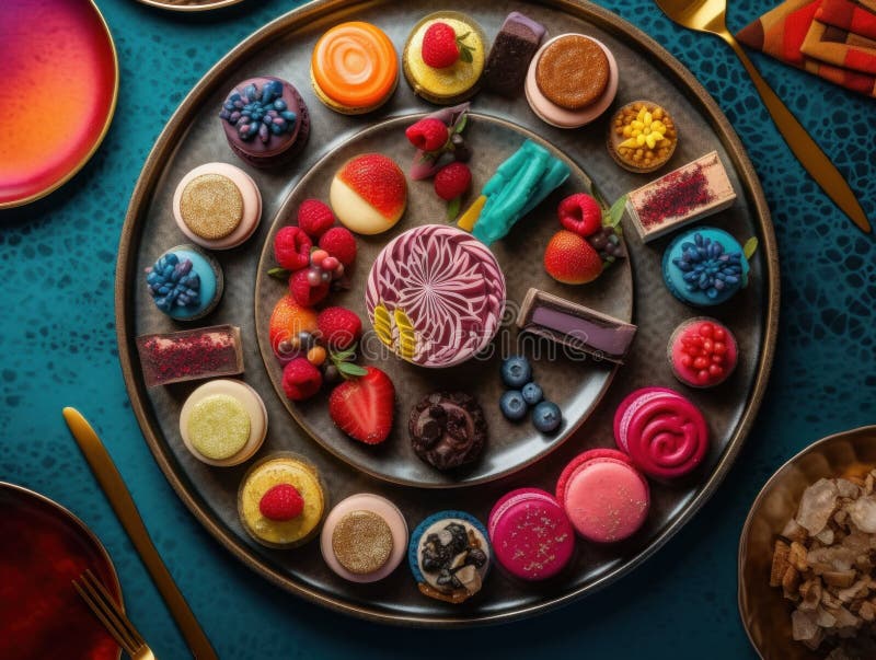 A Platter of Assorted Desserts on a Table. Generative AI Image. Stock ...