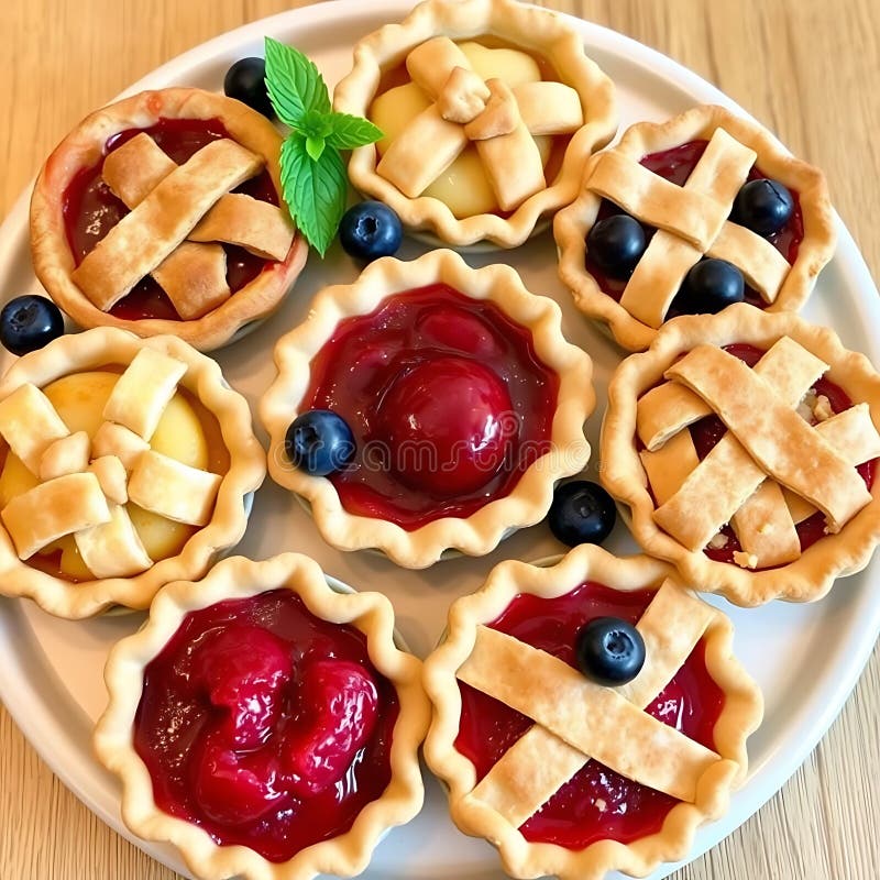 A Platter of Assorted Mini Pies, Including Apple, Cherry, and Blueberry ...