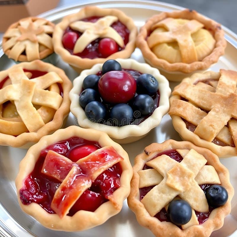 A Platter of Assorted Mini Pies, Including Apple, Cherry, and Blueberry ...