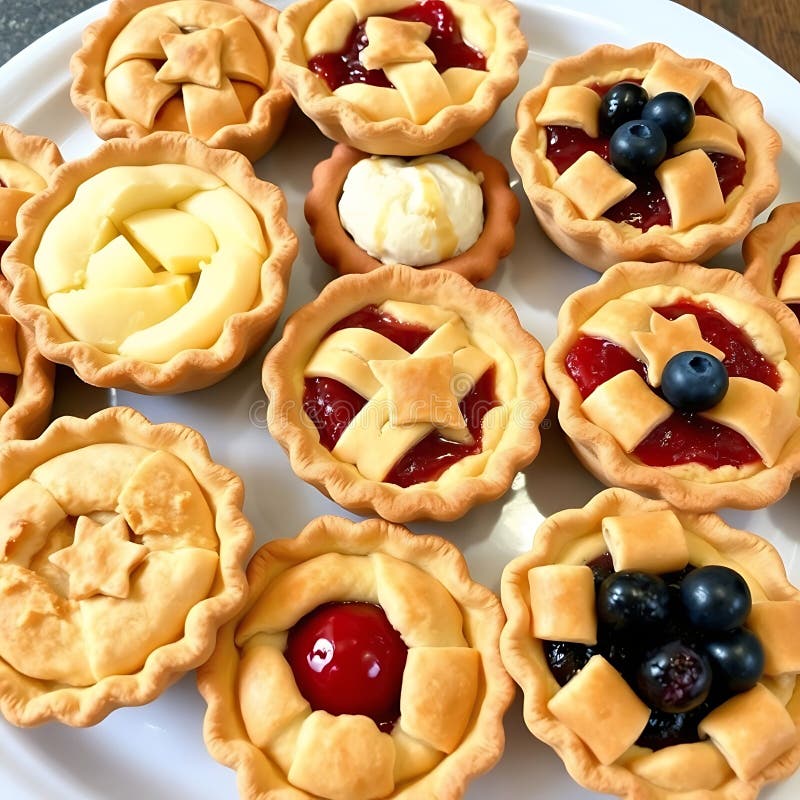 A Platter of Assorted Mini Pies, Including Apple, Cherry, and Blueberry ...