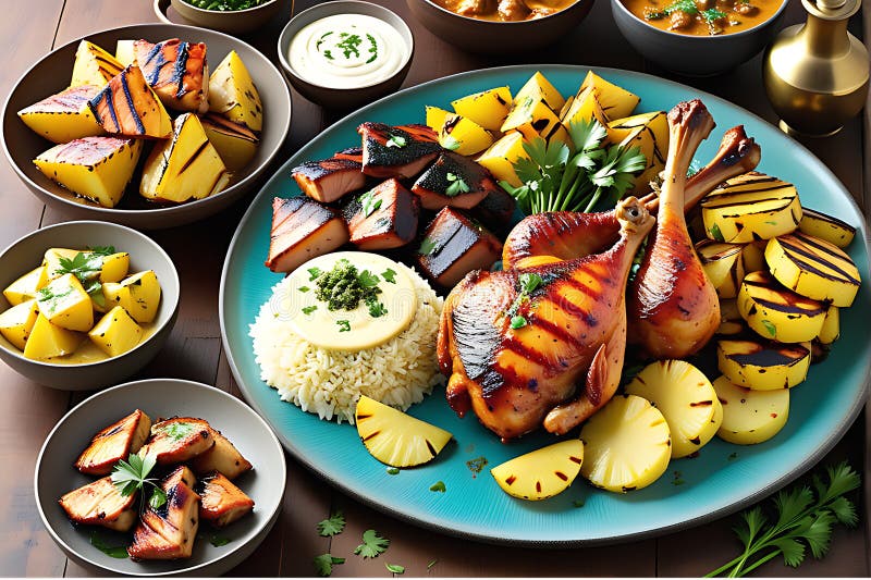 A Platter of Assorted Non-vegetarian Delicacies Displaying a Fusion of ...