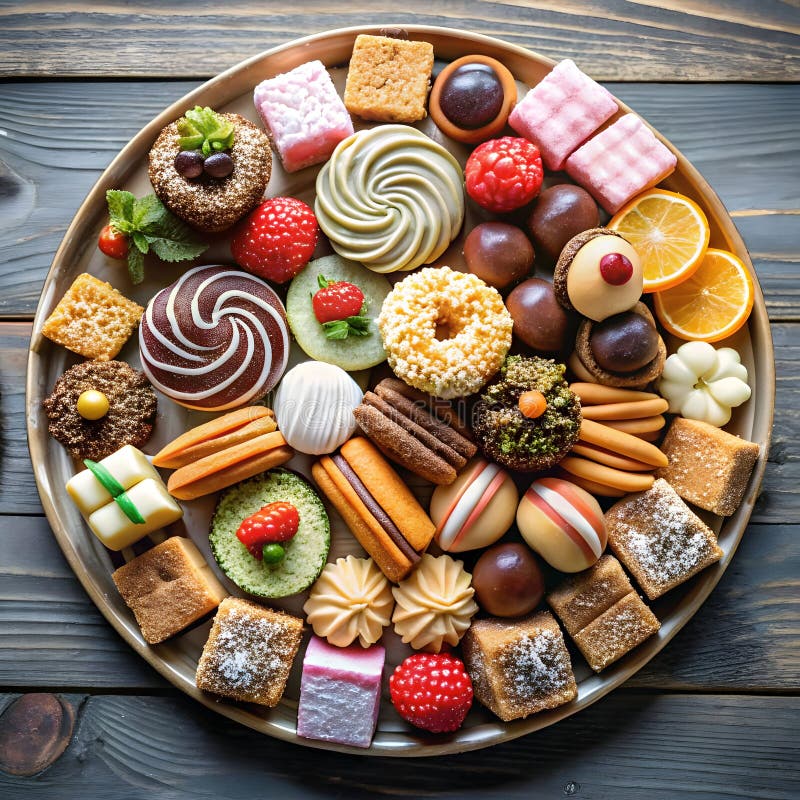 A Platter of Assorted Sweets, Featuring a Variet Stock Illustration ...