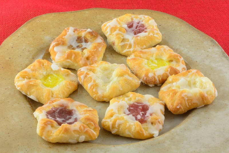 Platter of Breakfast Fruit and Cheee Mini Danish Pastries Stock Image ...