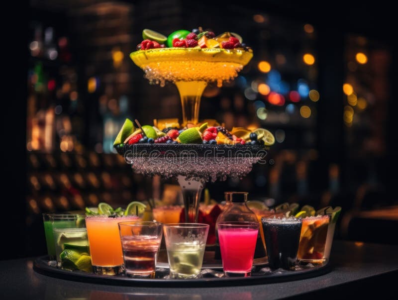 A Platter of Different Drinks on a Table. AI Generative Image. Stock ...