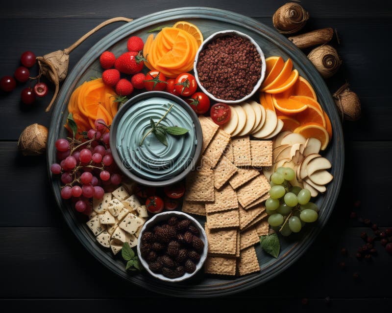 Platter Filled with Lots of Different Types of Fruits and Vegetables on ...