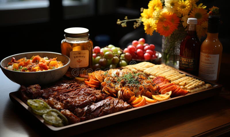 Assorted Platter of Meat, Cheese, Crackers, and Vegetables Stock Image ...