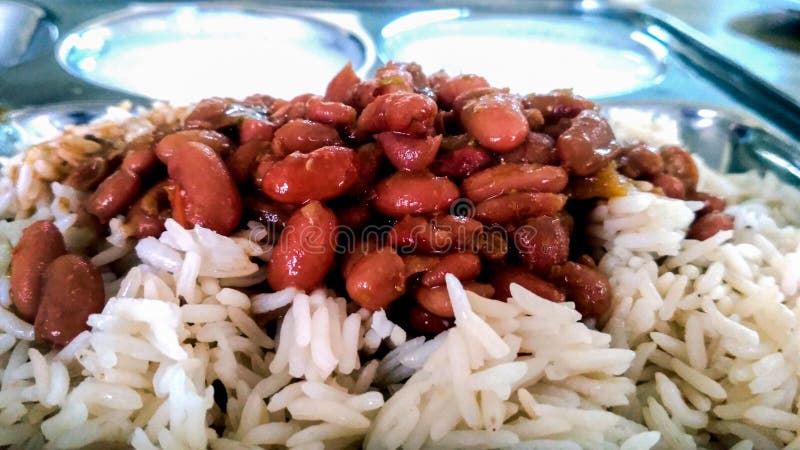 A Platter of Indian Red Kidney Beans Curry or Rajma Masala and Rice ...