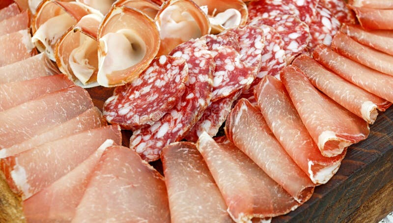 Platter of Italian Cold Cuts, Coppa, Salami and Raw Ham Stock Image ...