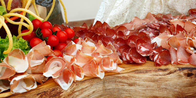 Platter of Italian Cold Cuts, Coppa, Salami and Raw Ham Stock Image ...