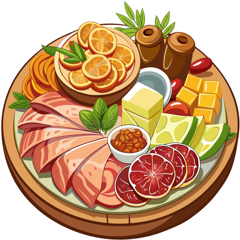 A Platter of Meat and Cheese Stock Vector - Illustration of rescue ...