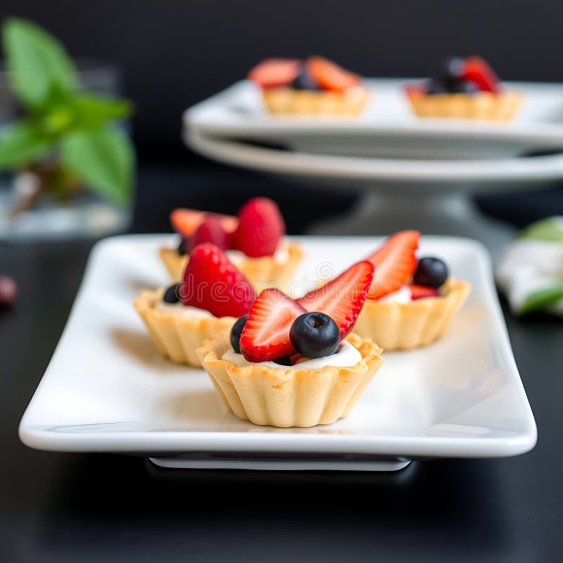 A Platter of Mini Fruit Tarts with a Delicate Pastry Crust and Fresh ...