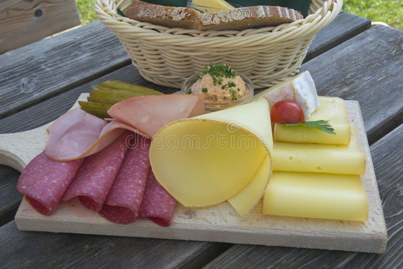 German Cheese and Meat Board Stock Photo - Image of board, finger ...