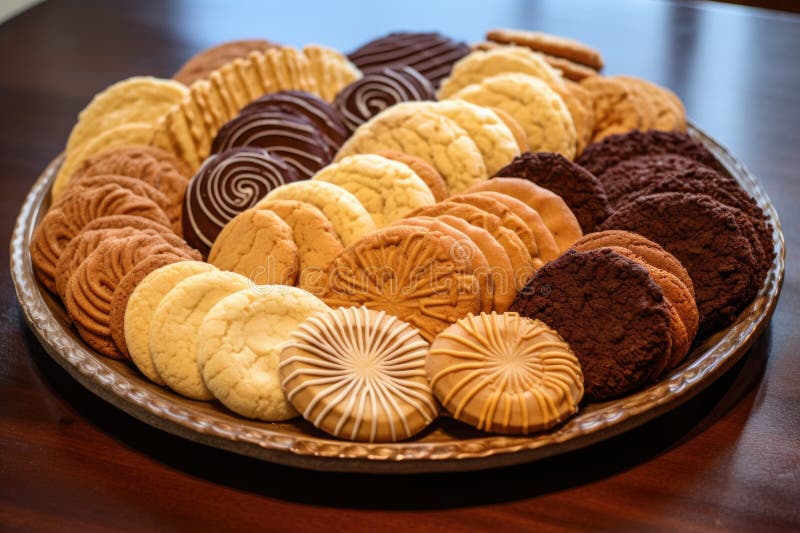 Platter of Various Round Cookies Side by Side Stock Image - Image of ...