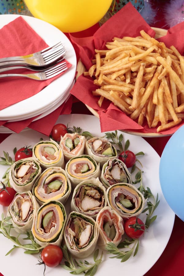 Wrap Sandwiches for Party Food Stock Photo - Image of celebration ...