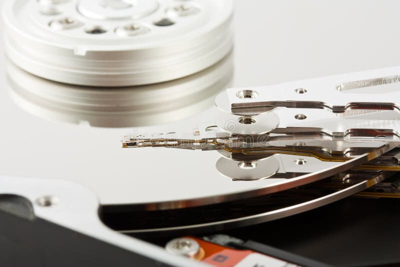 Platters and Head of a Computer Hard Drive Stock Photo - Image of ...