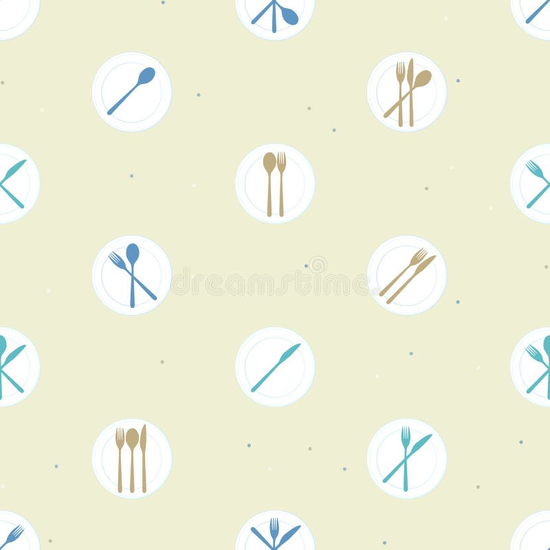 Plattor med bestick vektor illustrationer. Illustration av matning ...