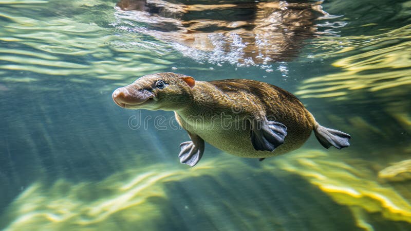 Cute Platypus Swimming Duckbill Platypus Beak Leg Swimming
