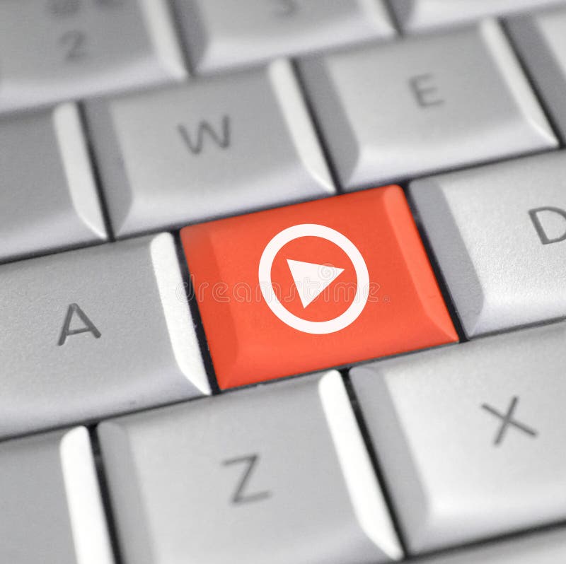 Computer Keyboard with Play, Pause and Stop Keys Stock Image - Image of ...