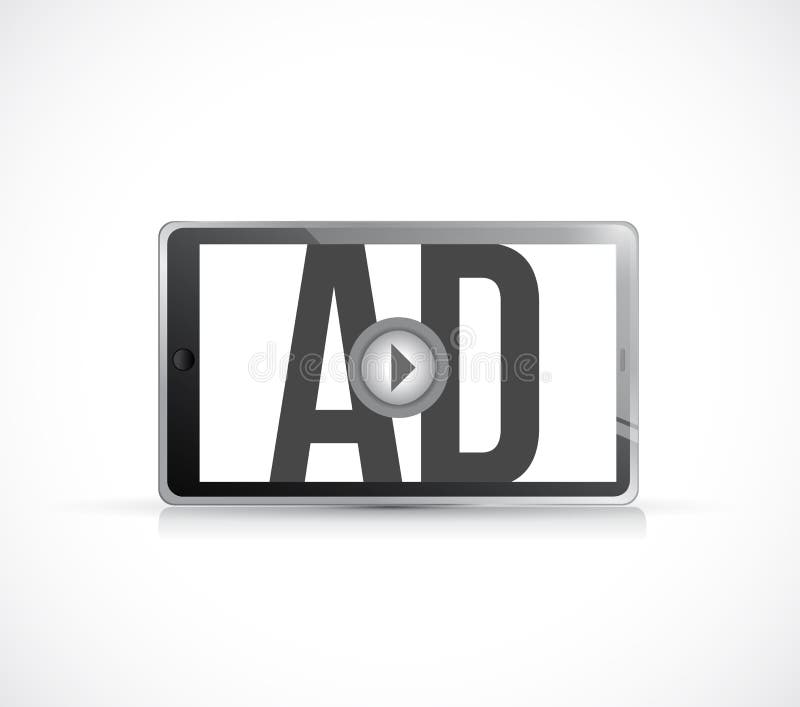 Play Ad on a Tablet. Concept Illustration Design Stock Illustration ...