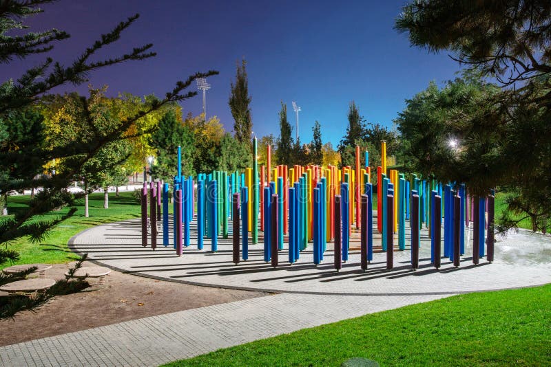 Awe Night View on Play Area in the Park Krasnodar in Krasnodar City ...