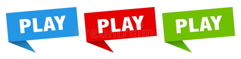 Play Banner. Play Speech Bubble Label Set Stock Vector - Illustration ...