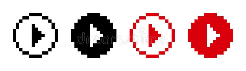 Play 8 Bit Pixel Button Minimalist Round Icon. Red Play Button . Stock ...