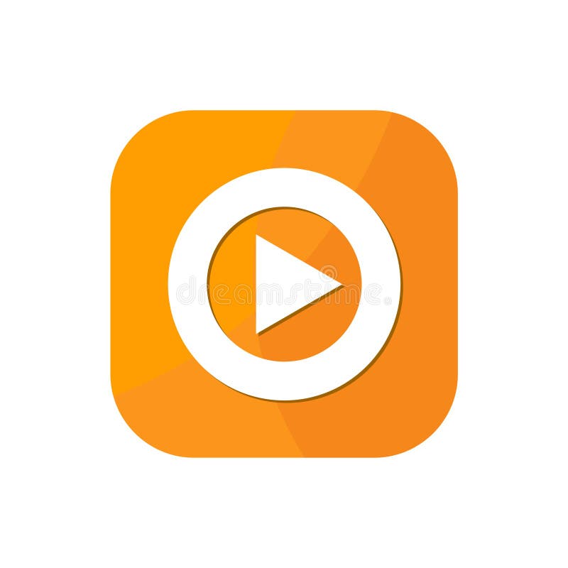 Play Icon Orange Square Button Stock Illustration - Illustration of ...