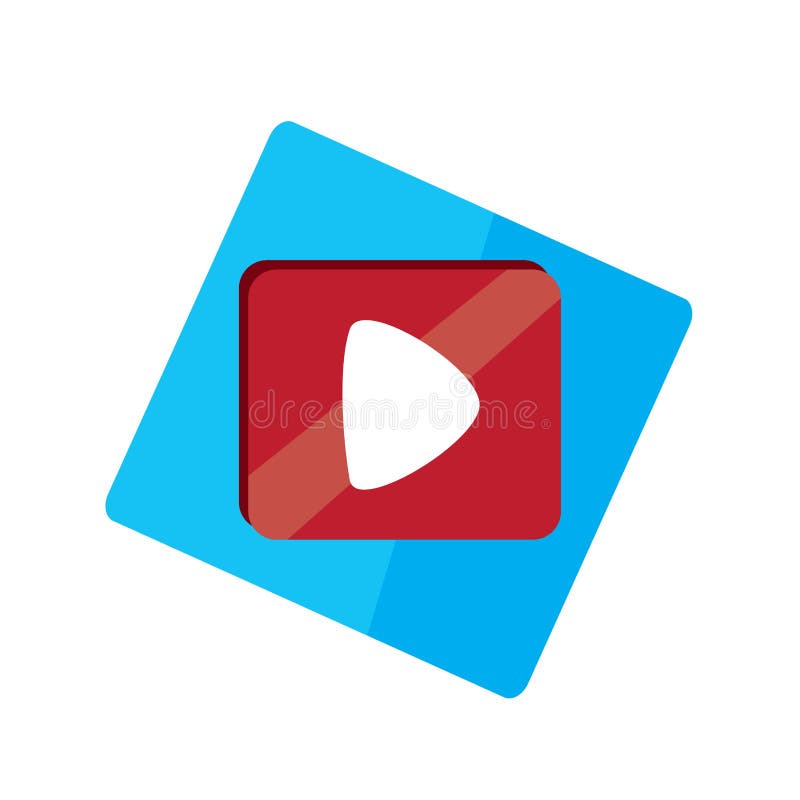 Play Button on a Blue Sticker Editorial Stock Image - Illustration of ...