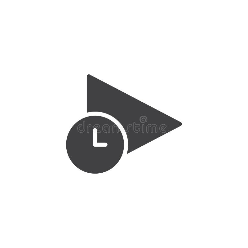 Play Button with Clock Vector Icon Stock Vector - Illustration of media ...